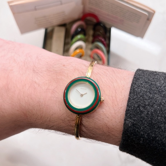 Gucci | Accessories | Vintage Gucci Changeable Bezel Watch Womens Gold ...